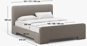 Tmavě modrá čalouněná dvoulůžková postel s roštem 180x200 cm Eda – Micadoni
