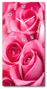 Wallmuralia Moderní hodiny nástěnné Růžové růže 30x60 cm