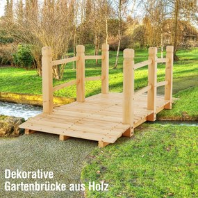 Costway Dřevěný most se zábradlím Zahradní most pojme až 100 kg Most z masivního