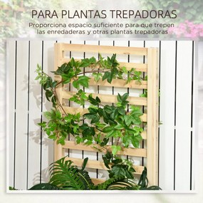Outsunny Velký Dřevěný Zahradní Květináč s Trellis pro Popínavé Rostliny a 2 Vyvýšené Záhony pro Terasu a Balkon 230x60x110 cm Přírodní