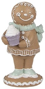 Hnědá vánoční dekorace Perníček Gingerbread s dortíkem - 6*4*11 cm
