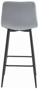 Sametová barová židle Bari stříbrno šedá