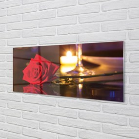akrylový obraz Rose svíčka sklo 120x60 cm