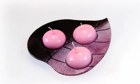 BDK-GLASS Skleněný svícínek LÍSTEK - růžovo-fialový Rozměr: 15x16cm