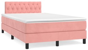 Box spring postel s matrací a LED růžová 120 x 190 cm samet,  3270176