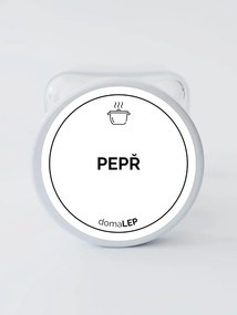 Samolepka na kořenky PEPŘ  bílá 5 cm tučné písmo