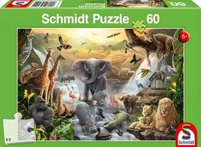 SCHMIDT Puzzle Zvířata v Africe / 60 dílků / 36,1 x 24,3 cm