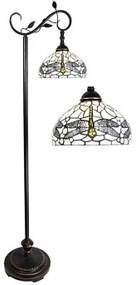 Stojací lampa Tiffany WHITE DRAGONFLY Clayre &amp; Eef 5LL-6243