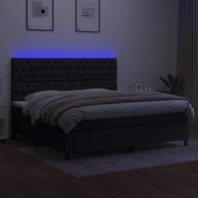 Box spring postel s matrací a LED černá 200x200 cm textil 3135143