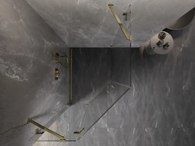 Mexen Lunar, pětiúhelníkový sprchový kout s levým sklonem 90 x 100 cm, 8mm čiré sklo, zlatý profil, 831-090L-100P-50-00-L