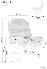 Otočné designové lounge křeslo GISELLE černé