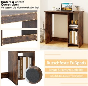 Costway Malý psací stůl s 2 přihrádkami – 80 × 40 × 74 cm, hnědý