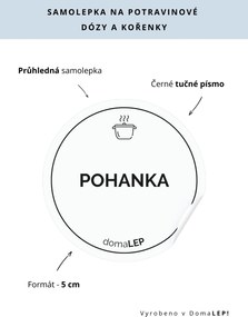 POHANKA – průhledná samolepka na dózu, tučné písmo, 5 cm | DomaLEP