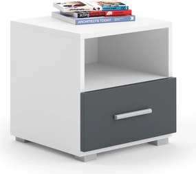 ADRK Furniture Noční stolek se zásuvkou EMI NS-EMI-W+GR-L001