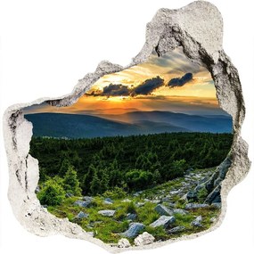 Wallmuralia Díra 3D ve zdi nálepka Horské panorama 75x75 cm