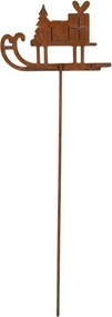 Rustikální rezavý zápich sáňky Sled Rust - 12*1*38 cm