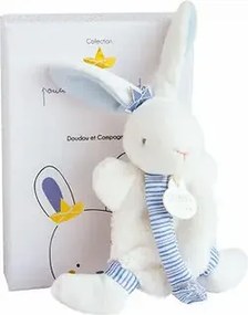 Doudou Dárková sada - Hračka s úchytem na dudlík králíček 15 cm modrý