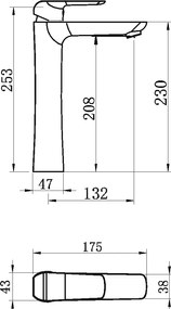 Novaservis Tina, Vysoká umyvadlová baterie bez odpadové soupravy černá, 38501/1,5