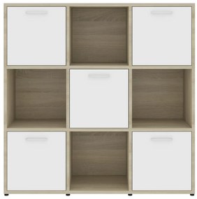 Knihovna Oven - bílá a dub sonoma | 90x30x90 cm