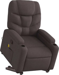 Zvedací masážní polohovací křeslo tmavě hnědé textil 3204613