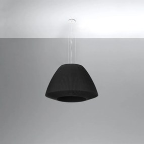 Závěsné svítidlo Bella, 1x černé textilní stínítko, (bílé sklo), (fi 60 cm)