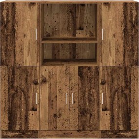 Sada 3 kusů kuchyňských skříněk old wood kompozitní dřevo 3324158