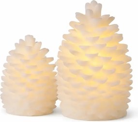 Sada 2 LED svíček z pravého vosku na baterie, šišky, ø10 ×13 cm a ø 14 × 18,5 cm, bílé, CR2032 a AA