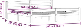 Rám postele bez matrace Tmavě šedý masiv borovice 200x200 cm 322095