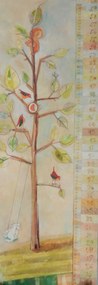 ART-STYLE Obrázek 33x95, strom - dětský metr, rám bílý s patinou