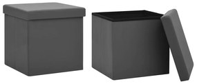 Skládací úložné stoličky 2 ks šedé PVC - Default Title