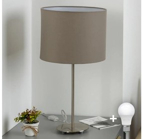 Eglo - LED Stolní lampa TUNJA 1xE27/60W/230V 38,5 cm matný chrom/taupe