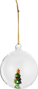 HANG ON Skleněná koule stromeček 9 cm - čirá
