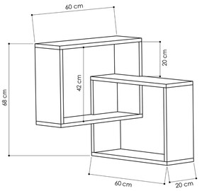 RAKATAN, rohová nástěnná police, dub