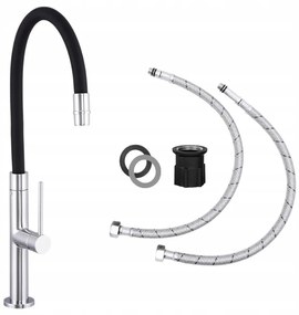 Gamma Flex Slim, vysoká kuchyňská baterie s elastickým ramenem h-480 mm, černá-chromová, GMA-BFXSL-CH