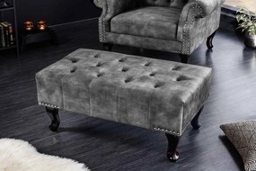 Designová taburetka Chesterfield šedý samet