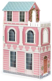 Domeček pro panenky ECOTOYS: BARBIE s nábytkem růžový