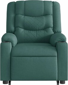 Elektrické zvedací polohovací křeslo tmavě zelené textil 3310278