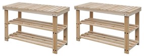 vidaXL Botník s lavičkou 2 v 1 2 ks masivní dřevo