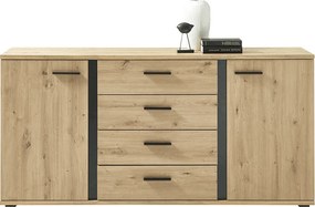 Komoda, dub artisan / černá, KANODE