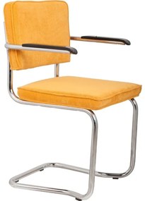 OnaDnes -20% Žlutá manšestrová jídelní židle ZUIVER RIDGE KINK RIB s područkami