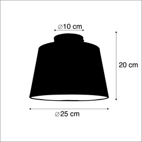Stropní svítidlo s bavlněným stínítkem černé se zlatem 25 cm - Combi Black