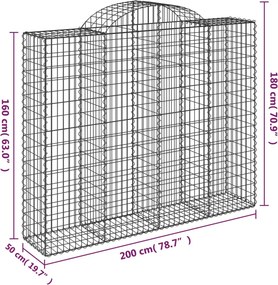 Klenuté gabionové koše 3 ks 200x50x160/180cm pozinkované železo 3146384