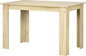 HOMCOM jídelní stůl pro 4-6 osob, obdélníkový, moderní styl, nosnost 50 kg, 120 cm D x 69 cm Š x 75 cm V, dub