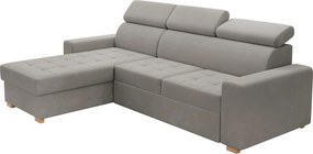 Rohová rozkládací sedací souprava do L MONSUM, 245 cm, s úložným prostorem Roh pohovky: Levý roh, Barva látky: Šedá (Kronos 15)