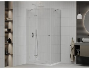 Mexen Roma sprchový kout s otočnými dveřmi 90 x 70 cm, Průhledné, Chromovaná + sprchová vanička Flat - 854-090-070-01-00-4010