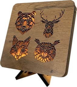 Li-Go "Lesní zvěř" lampa 19x19 cm provedení povrchu: ořech