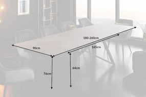 Šedý rozkládací stůl Atlas 180-220-260 cm