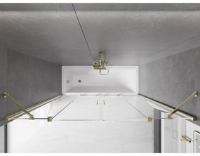 Mexen Velar Duo, 2-křídlová posuvná vanová zástěna 170 x 150 cm, 8mm čiré sklo, zlatý lesklý profil, 896-170-000-02-50