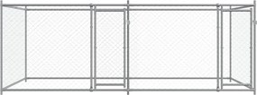 Klec pro psy s dvířky šedá 4 x 2 x 1,5 m pozinkovaná ocel 3209573