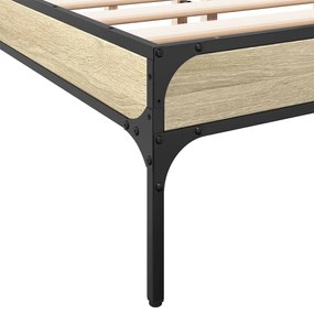 Rám postele dub sonoma 160 x 200 cm kompozitní dřevo a kov